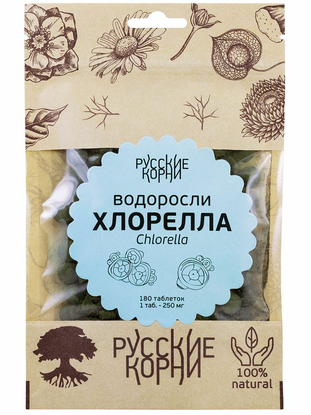 Русские Корни / Водоросли Хлорелла Натуральный детокс 180 таб 250 мг