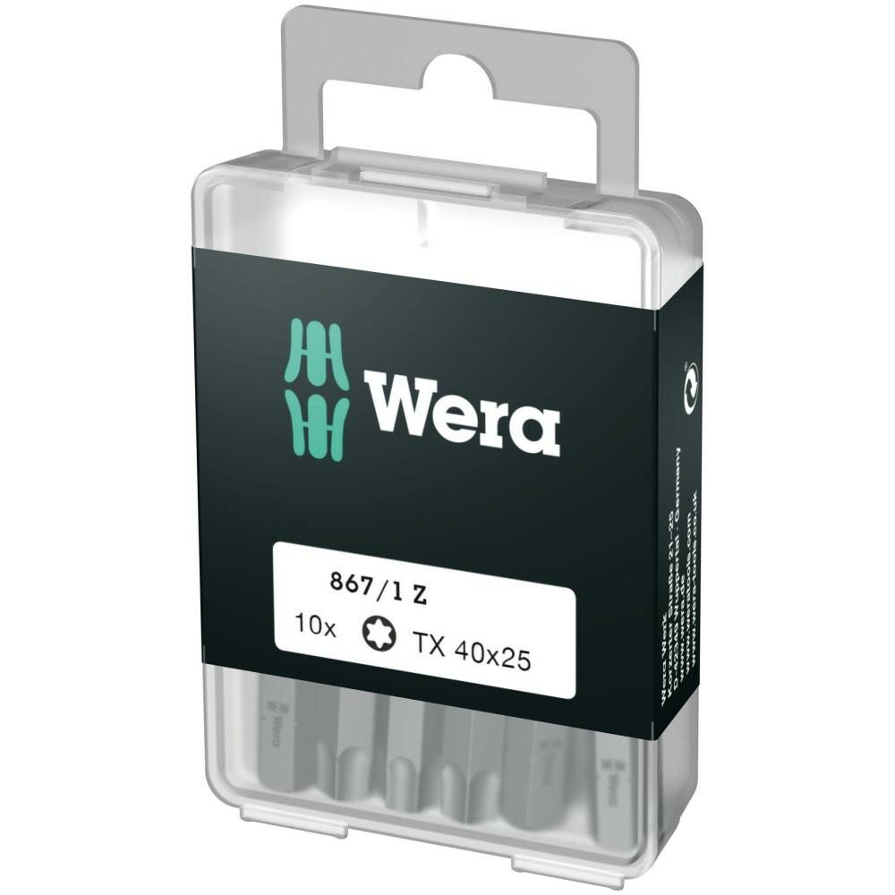 Набор бит WERA, 1/4" C6.3, TX 40 x 25 мм, 10 шт 867/1 Z DIY 10 TORX 40