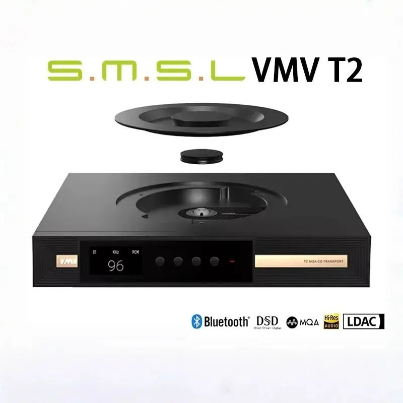 SMSL VMV T2 Цифровой Аудио-проигрыватель компакт-дисков MQA DSD512 с высоким разрешением, Bluetooth 5.1, LDAC Aptx-HD DSD512, 32 бит/768 кГц, с дистанционным управлением