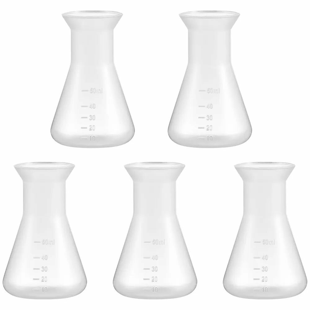 Конические Колбы, Прозрачный Пластик, Для Химии И Исследований, 5 Шт