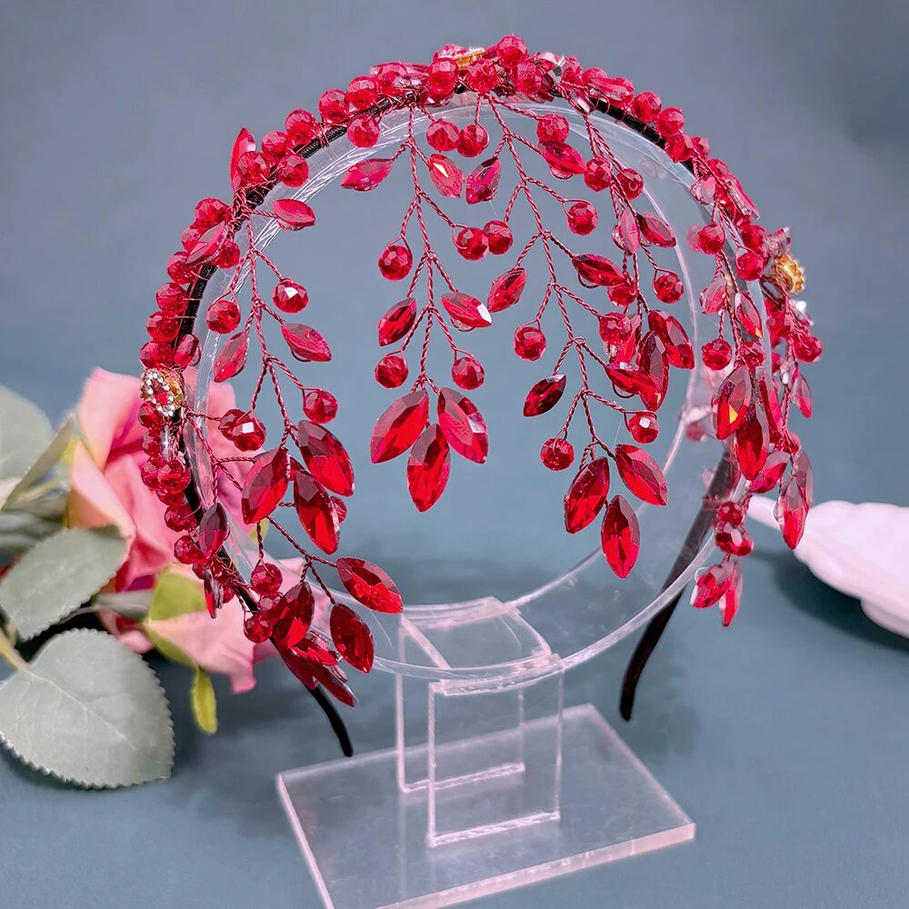 Свадебная диадема Snow Beauty из горного хрусталя DZ228 Red