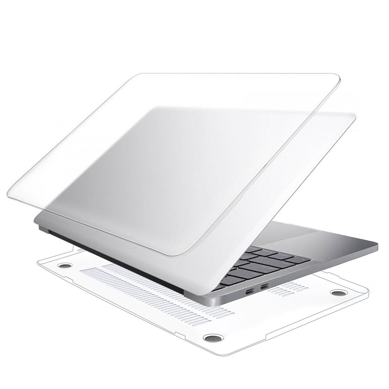 Чехол Mbook Pro13 (2022/2020/2016) кристалл прозрачный (A1708/A1706/A1989/A2159/A2251/A2289/A2338)