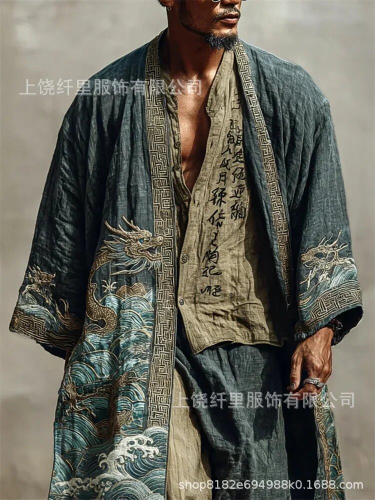 Мужской кардиган кимоно, размер 4XL, kimono