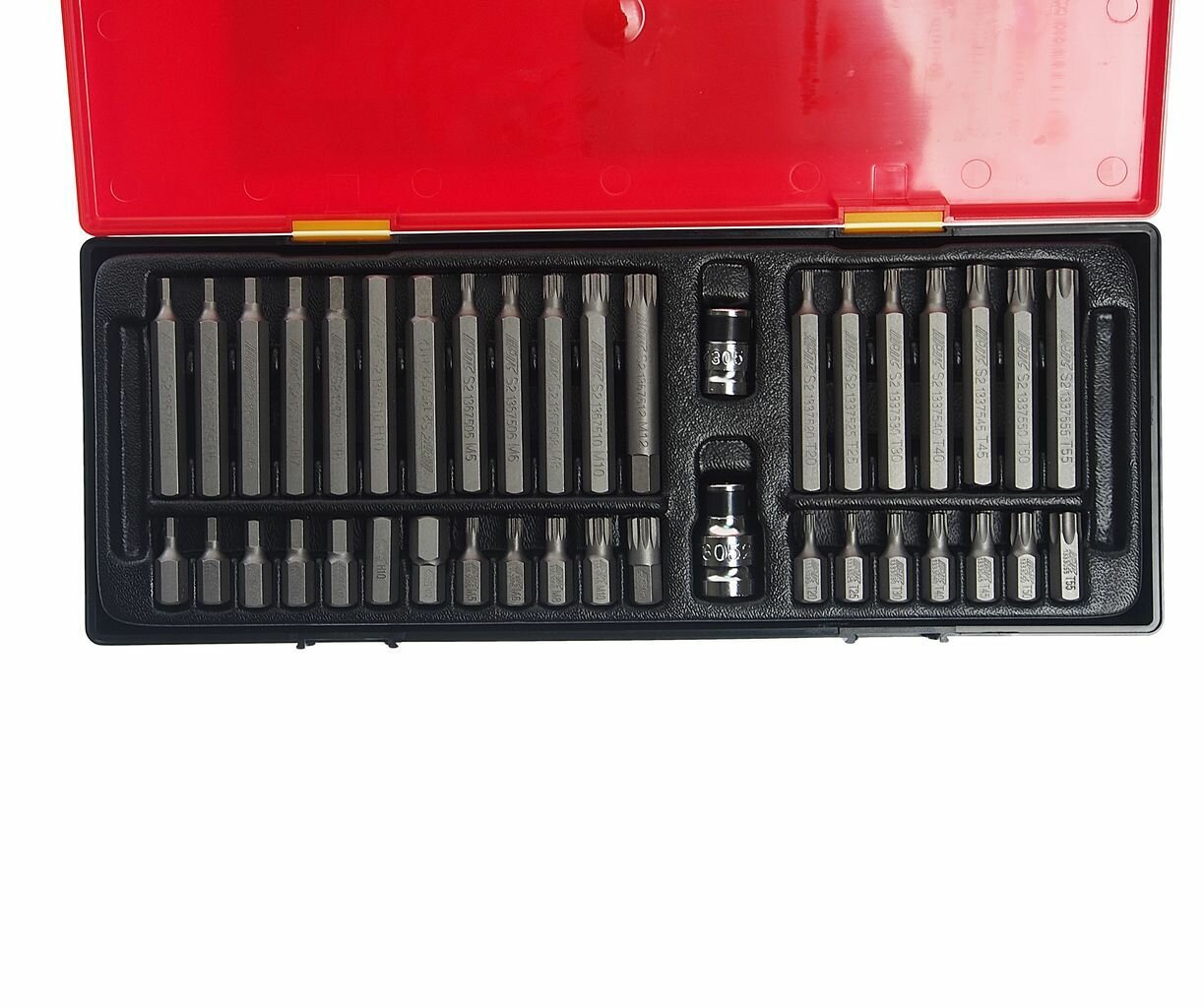 Набор бит TORX, HEX, SPLINE с адаптерами 3/8" & 1/2" (в кейсе) 40 предметов JTC-K1402