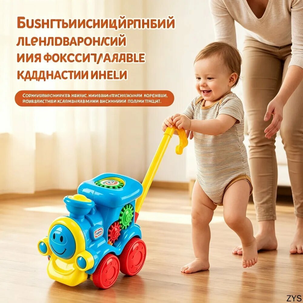 Детская каталка-паровоз на палочке