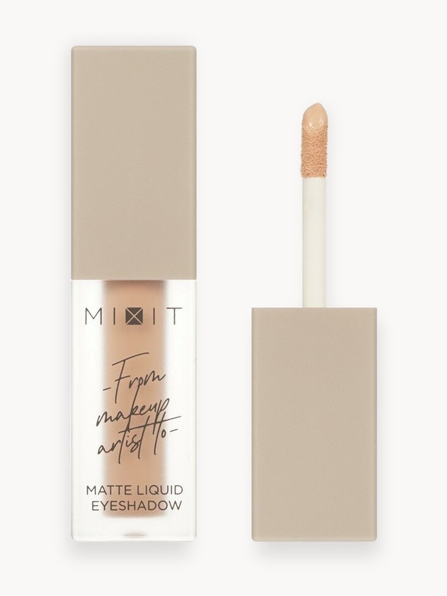 MIXIT Тени для век жидкие матовые, тон 01 нюд. Профессиональная декоративная косметика для макияжа глаз MAKE UP