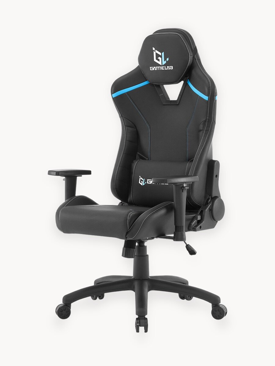 Игровое кресло компьютерное GAMELAB BLAST Jet Black, черный, экокожа