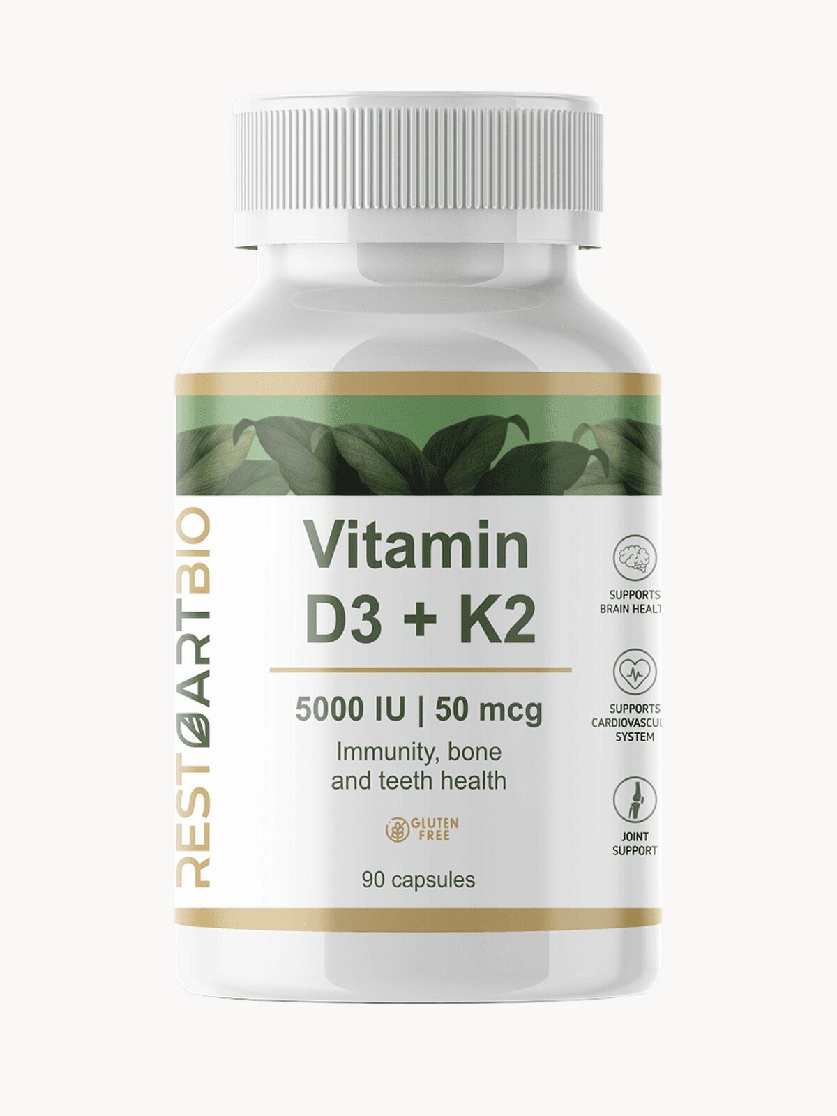 Витамин Д3 5000 МЕ K2 50 мкг 90 капсул RESTARTBIO/витамины для мужчин и женщин для иммунитета vitamin D3 и K2 рестартбио