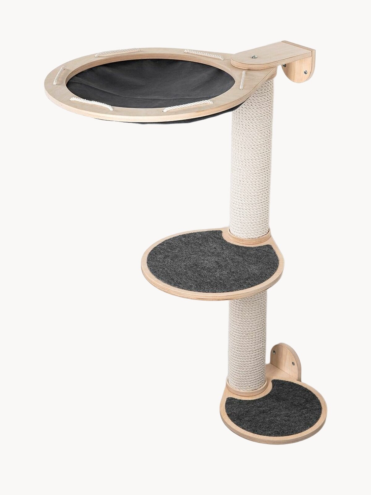 Игровой комплекс - Когтеточка настенная для кошек с гамаком 3 яруса 98 см, Котомото, с хлопковым канатом