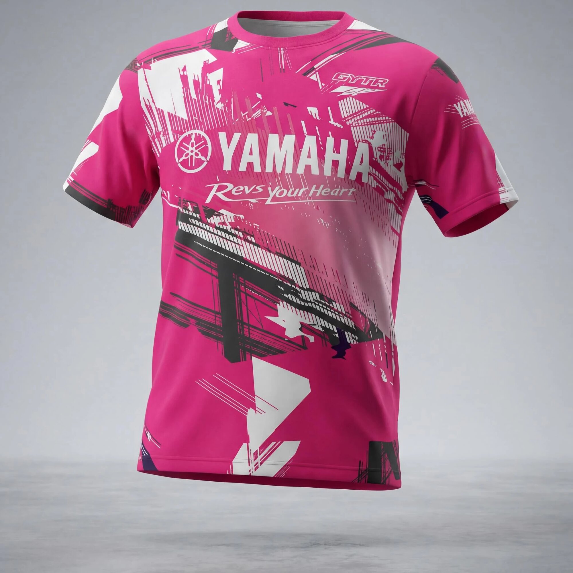Футболка Yamaha Racing Унисекс Оверсайз, Розовая, Дышащая, Быстросохнущая, С Коротким Рукавом, Для L
