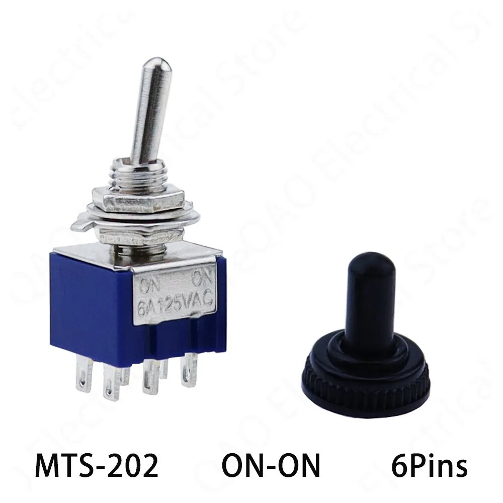 Мини-переключатели MTS-102, MTS-103, MTS-202, MTS-203 пластиковые 6А 125VAC With Cap, MTS-202, 5PCS