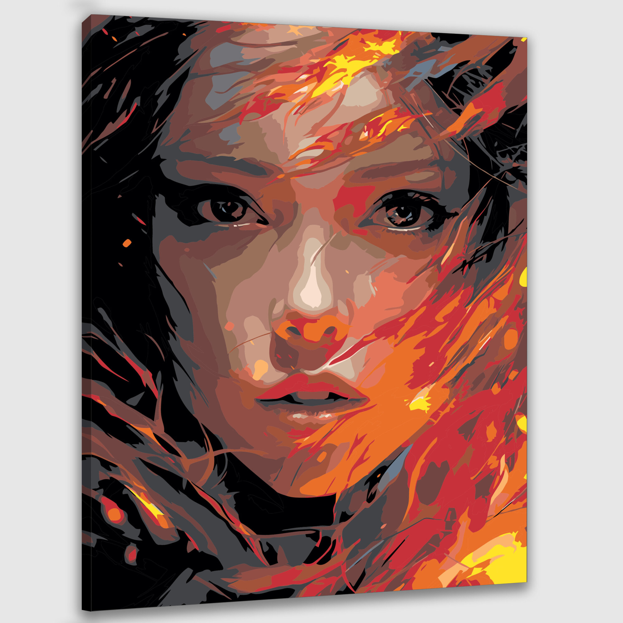 Картина по номерам 40x50 см, глаза, девушка, страсть, интенсивность, цвета, детали, эмоции, огонь, яркость