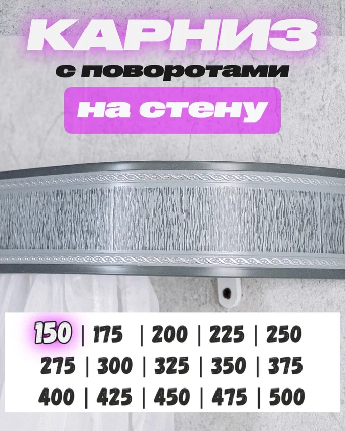 Карниз настенный для штор 150 см настенный двух рядный серый твоя зона комфорта