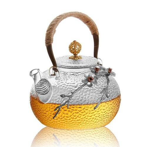 Японский утолщенный термостойкий сливовый стеклянный чайник с ручкой домашний чайник офисный чайник подарок