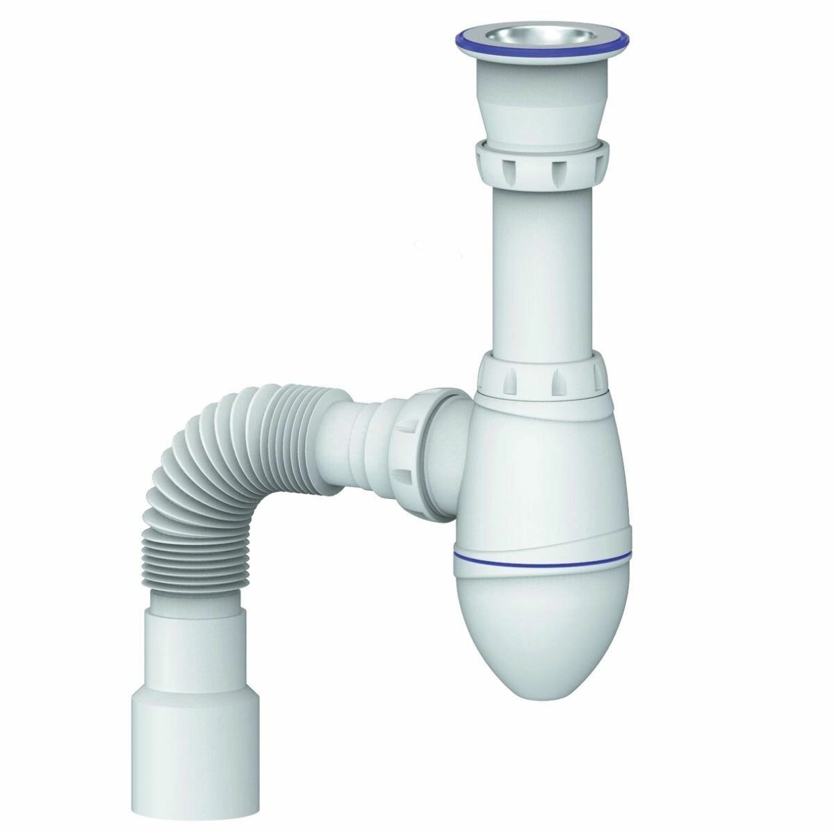 A220 Сифон для умывальника с прикручивающимся выпуском и гибким соединением