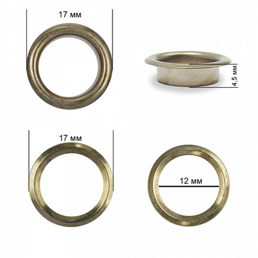 Люверсы сталь TBY.2092 N26 (Ø 12мм, h 4,5мм) цв. никель черный уп. 250шт