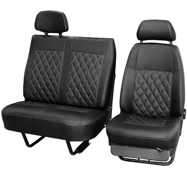 Чехлы для сидений Газон / Газель NEXT, годы выпуска с 2014 по настоящее время. Черный ромб черная нить