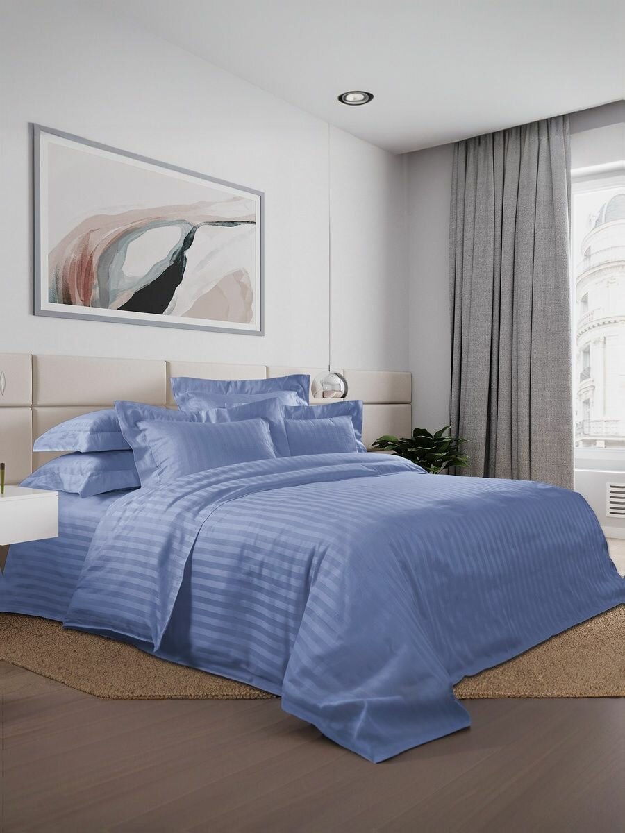 Пододеяльник 1.5-сп. Страйп-Сатин Синий 215х150 арт. 0000UVЭ1