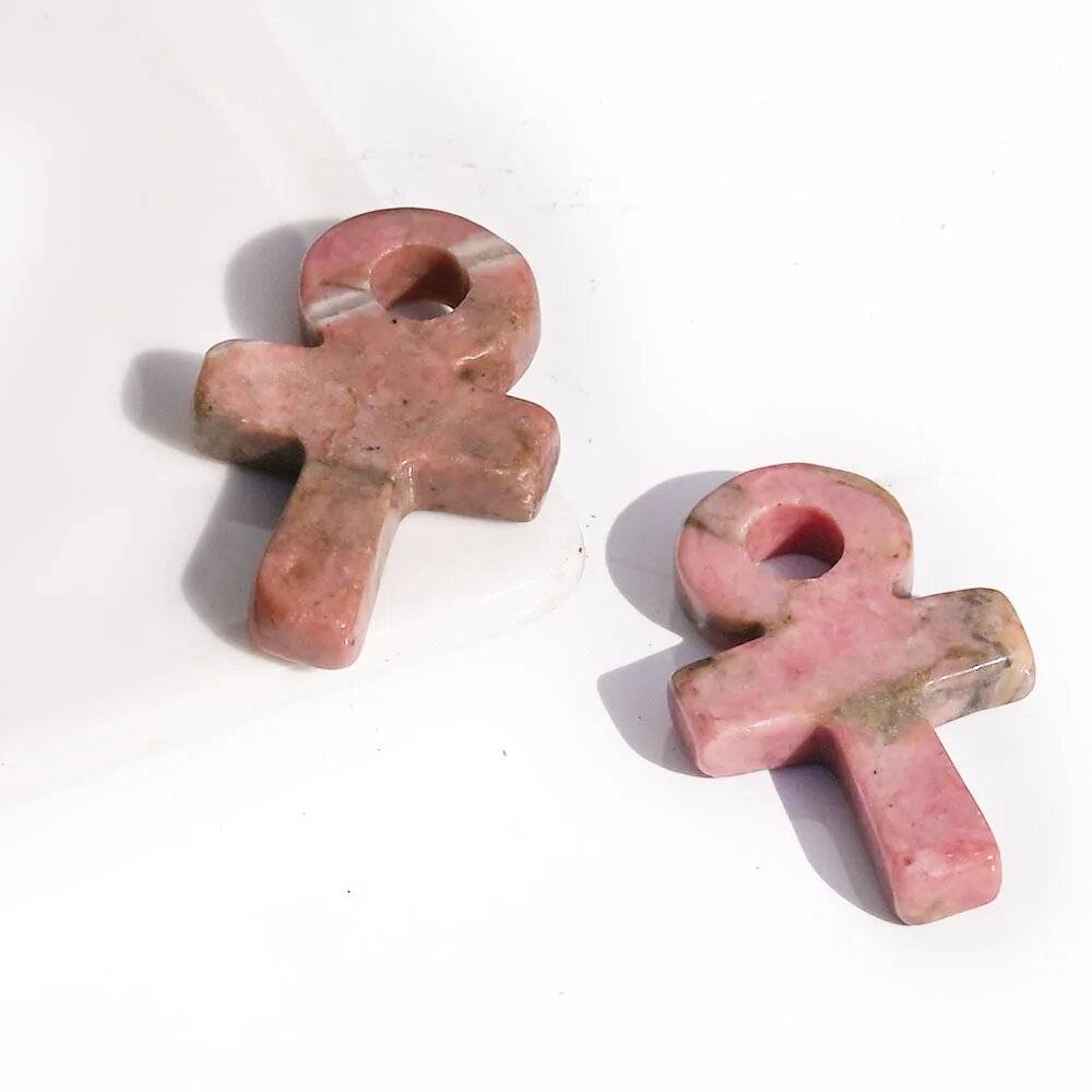 Древний египетский крест Анк из агата Розовый, 1Pc Rhodonite