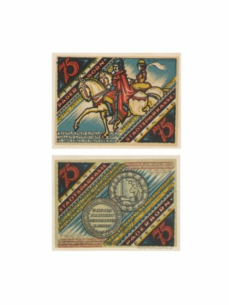 Гермния 75 пфеннигов 1922 Падерборн, сувенирная копия нотгельда, ордена медали и награды