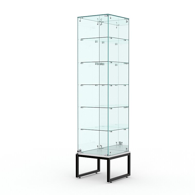 Витрина стеклянная "лофт стиль подиум" №512 (с дверкой, задняя стенка - зеркало), Ясень Анкор светлый - U31104