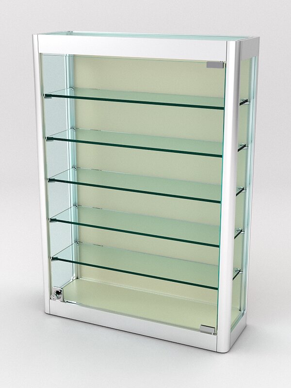 Витрина из профиля настенная "вайб ИКС" №2-5П-ДСП-170 (задняя стенка ДСП), Крем Вайс