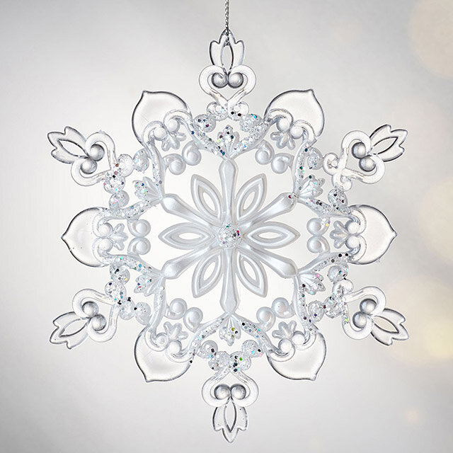 Елочная игрушка Снежинка - Ледяная Симфония 13 см белая, подвеска, Forest Market, 161155-1