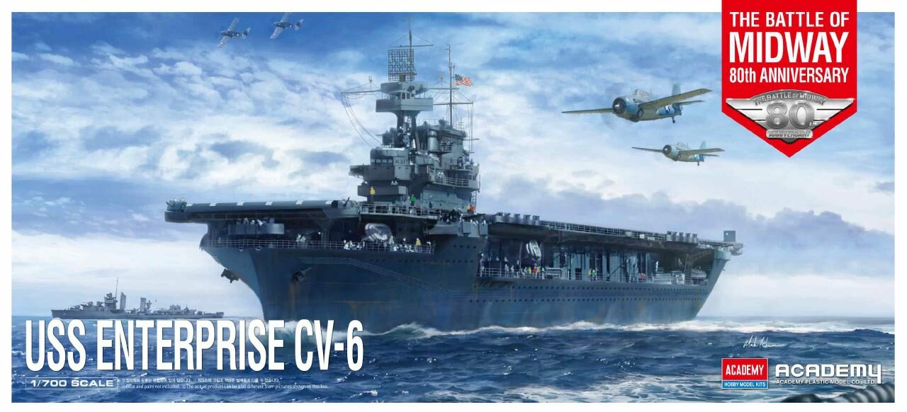 Сборная модель "Флот USS Enterprise CV-6 The Battle of Midway 80th Anniversary" (1:700), артикул 14409