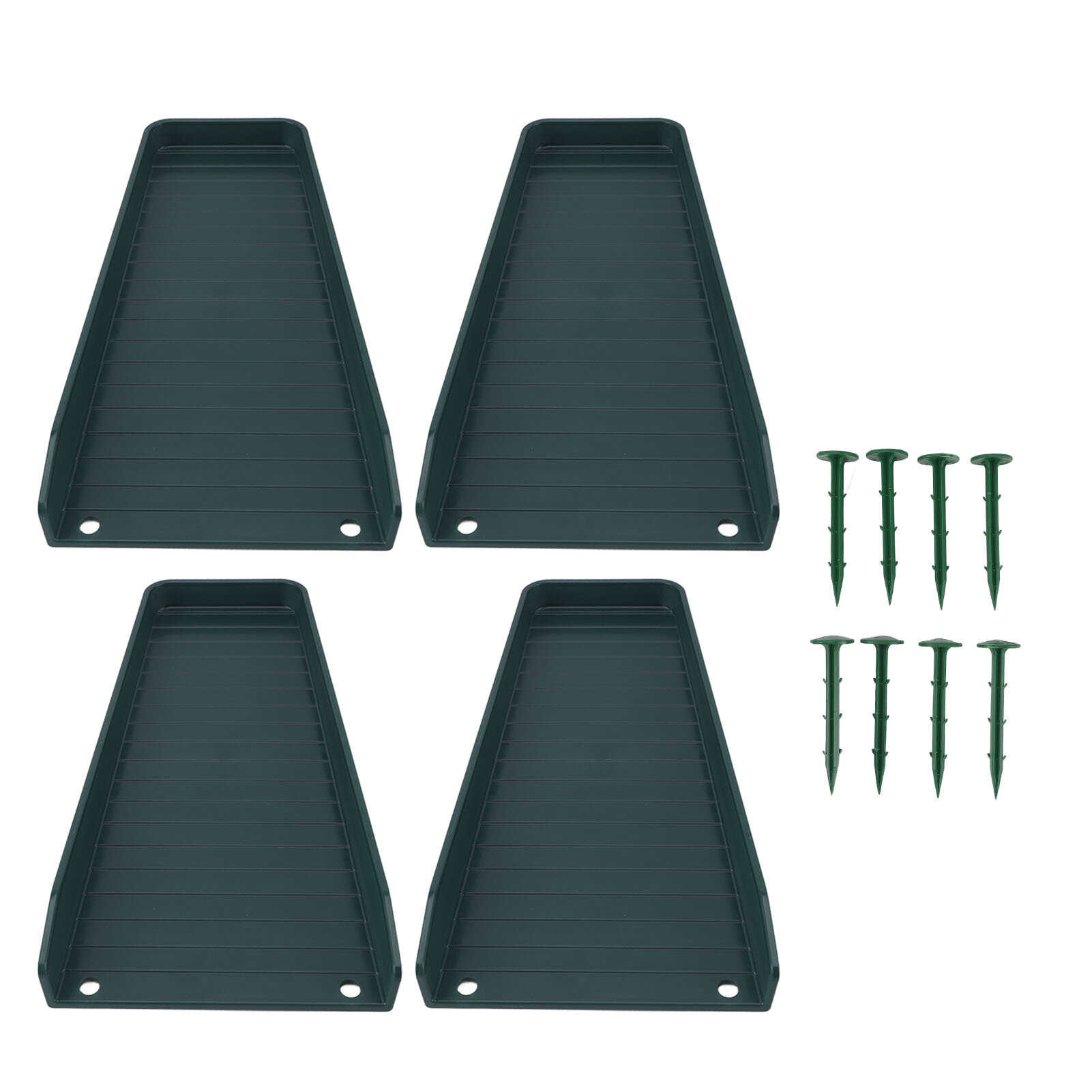 4PCS Downspout Splash Block Rain Gutter Extensions Fixable Extender with 8 Fixing Nails Protect House Foundation Green