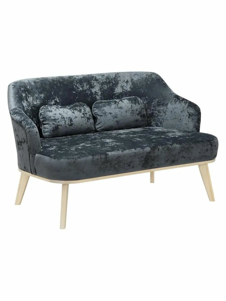 Диван прямой Лаурель нераскладной, плоские пружины змейка, со съемными подушками, с высокими ножками, массив березы, 127х79х79 см, Графит, микровелюр