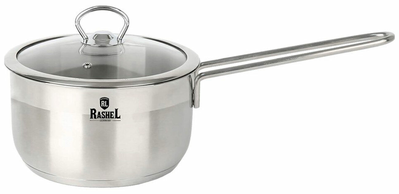 Ковш Rashel R-10/10, 1л, из нержавеющей стали, со стеклом. кр. 14х75 см