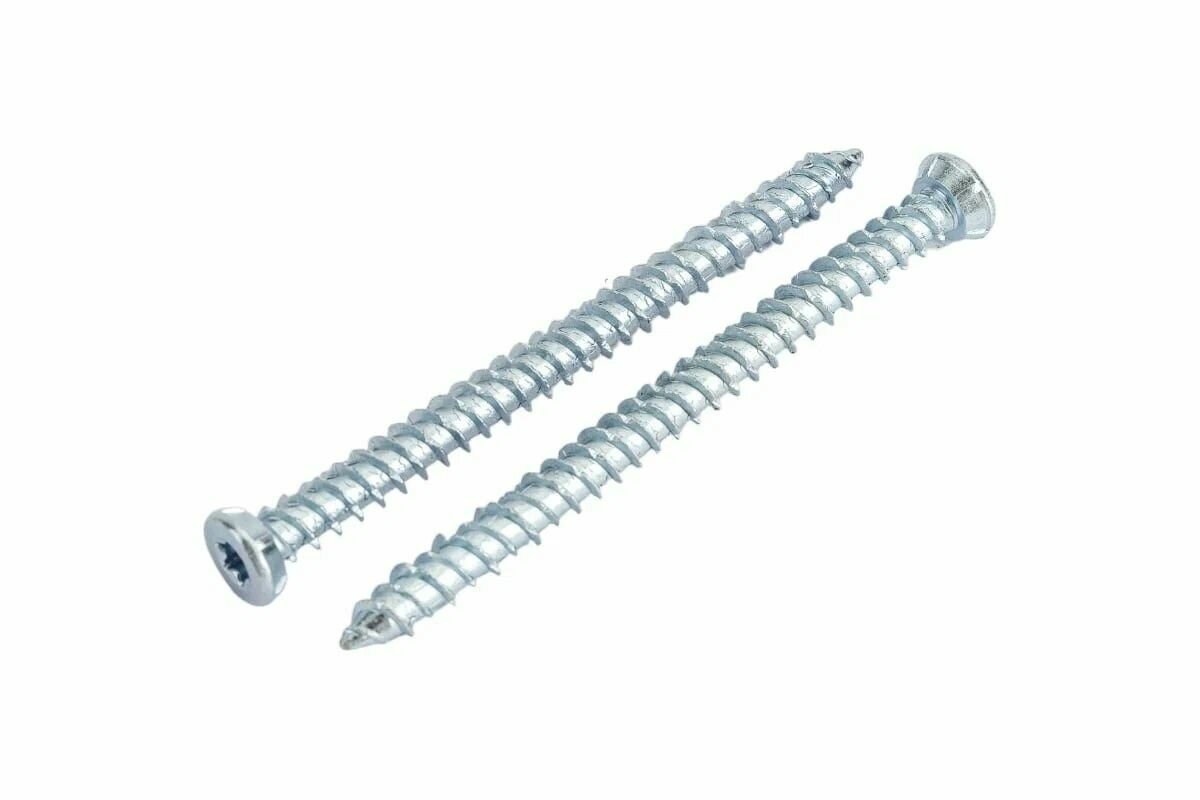 Шуруп VIPкрепеж, по бетону и ПВХ, оксидированный, белый, 10 штук