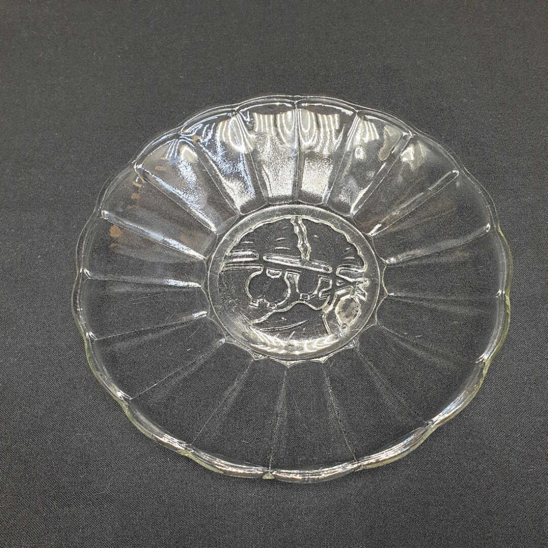 Блюдо круглое, стекло, диаметр 22 см. Винтаж, СССР.
