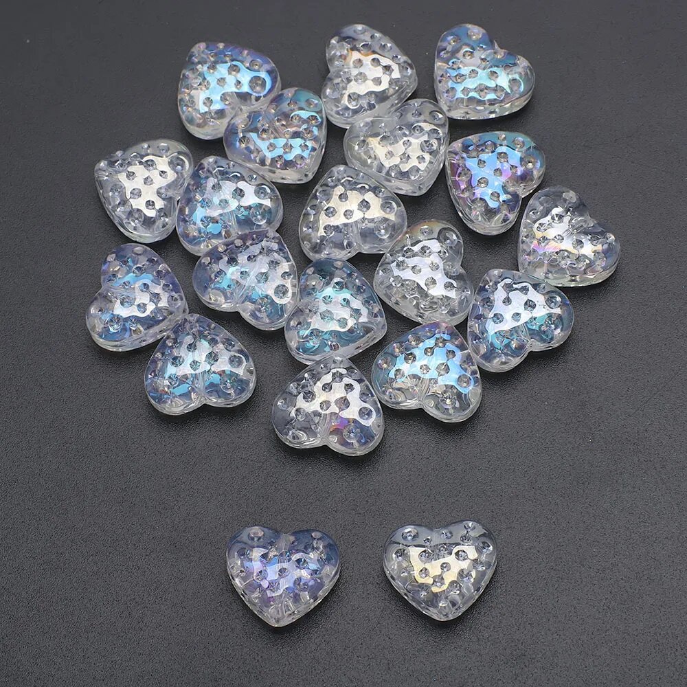 Хрустальные бусины сердце 13x15 мм AB цвета для бижутерии 11
