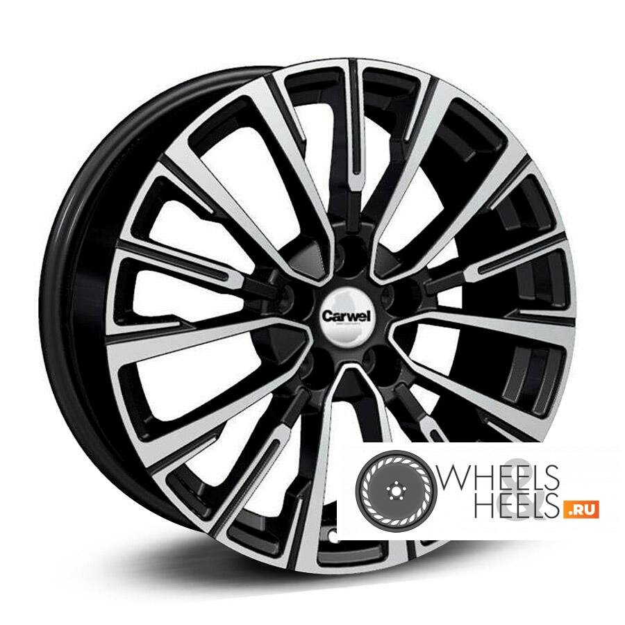Диск автомобильный литой Carwel Базан 17x7 5x110 et45 dia67.1 Черный глянцевый с полированной лицевой поверхностью