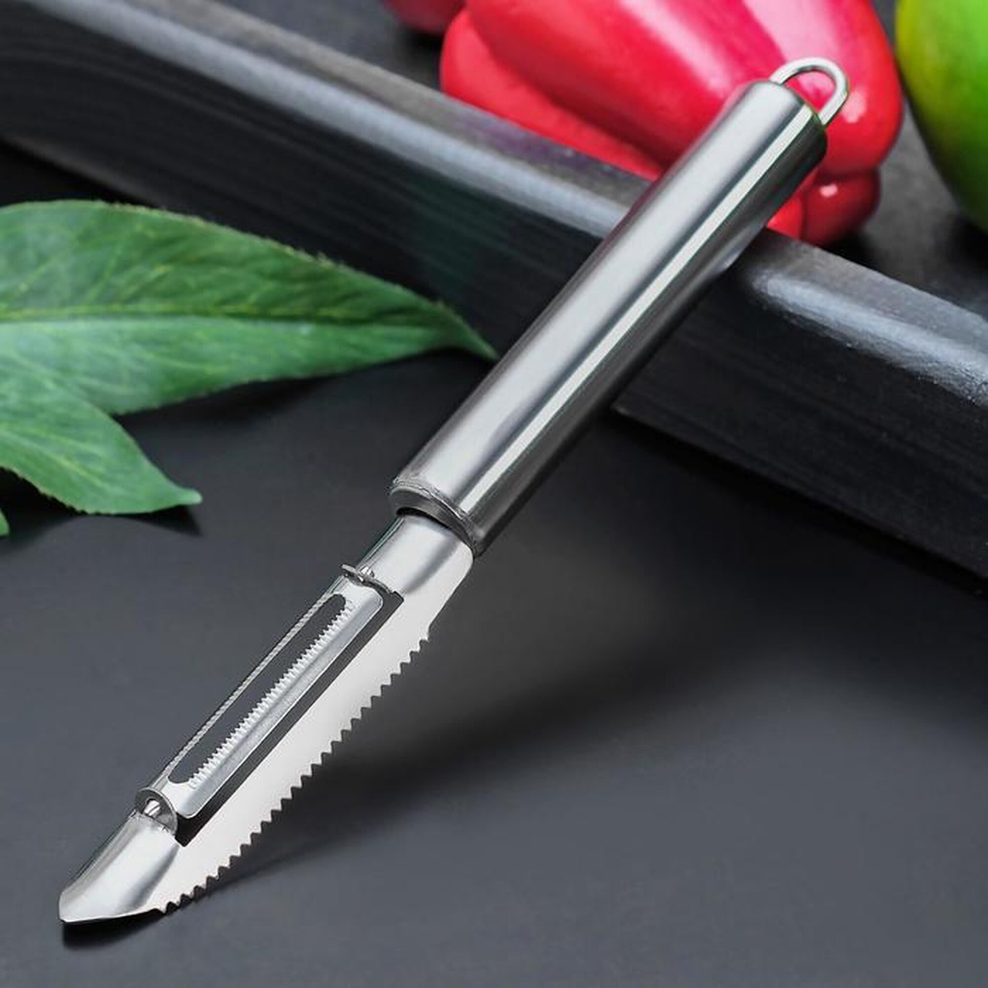 Овощечистка Доляна «Металлик», нержавеющая сталь/сталь, серебристый