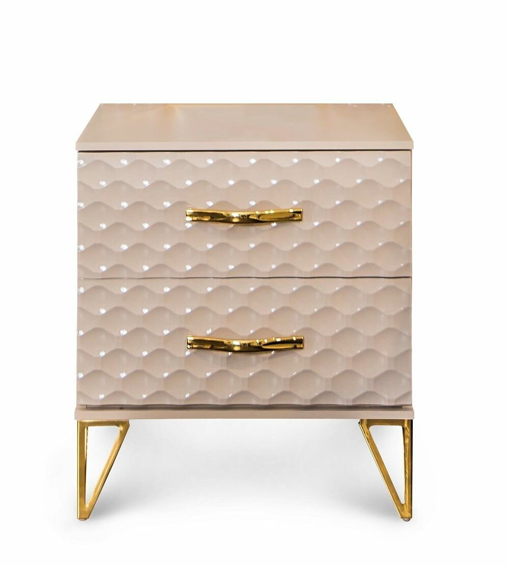 Тумба прикроватная Alba "Лара", ЛДСП и МДФ, с ящиками, бежевая