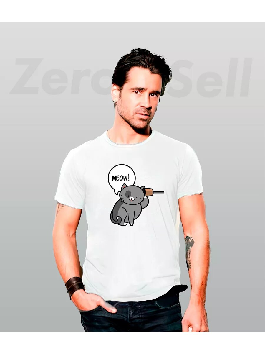 Футболка парная хлопковая серый кот