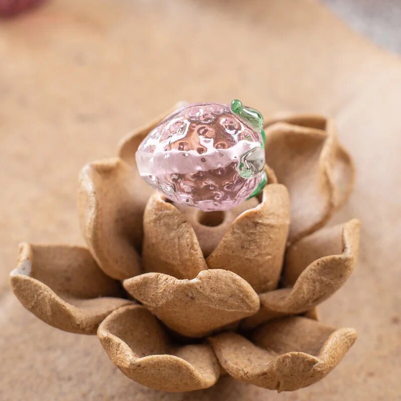 5 шт. стеклянные бусины Weargolsil форма клубника 13x15 мм