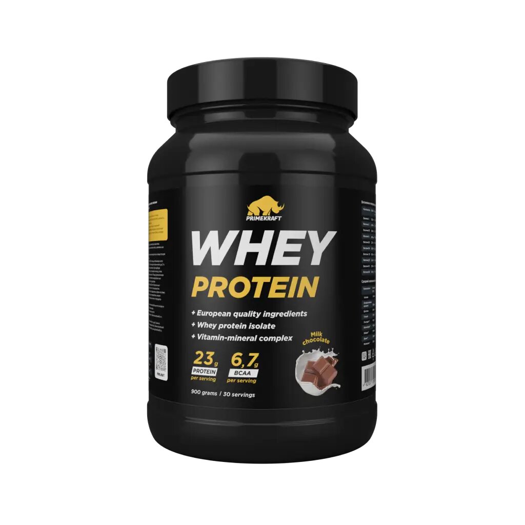 Протеин сывороточный Prime Kraft Whey Protein Молочный шоколад банка 900 г 1 шт