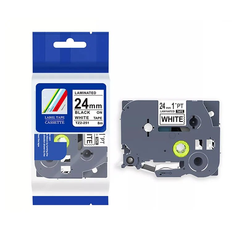 5 шт. 24 мм черно-белая Кассетная лента P-touch принтер для печати этикеток чернильный картридж Φ Tze251 для принтера этикеток