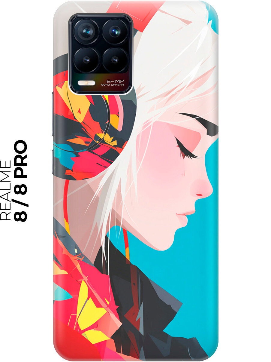 Силиконовый чехол на Realme 8 / 8 Pro с принтом "Девушка в наушниках"