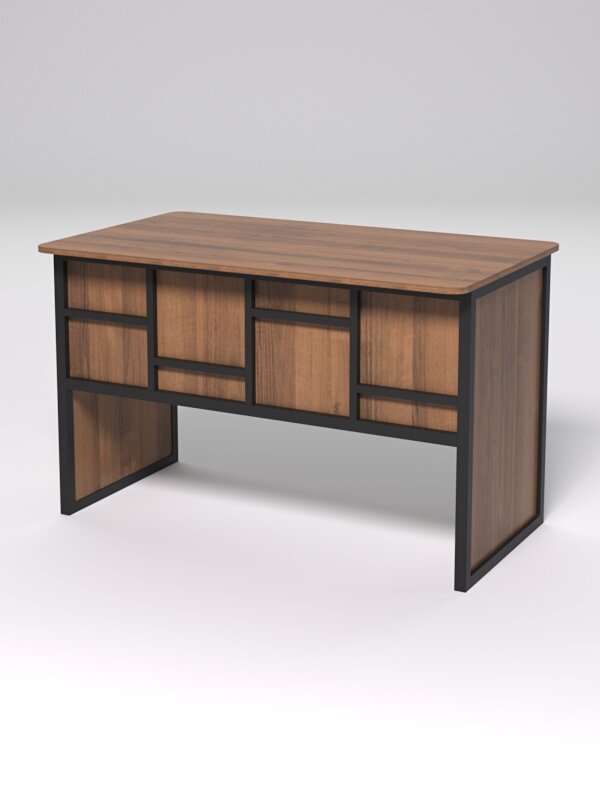 Стол рабочий офисный С-02 (закругленные торцы) "стронг" в стиле лофт декор №3, Орех