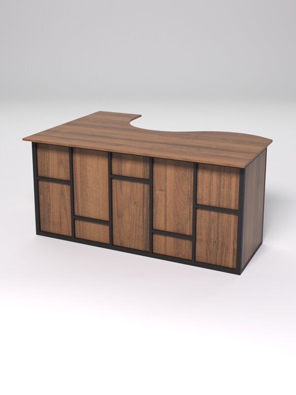 Стол эргономичный офисный СЭ-12А (правосторонний) "стронг" в стиле лофт декор №3, Орех