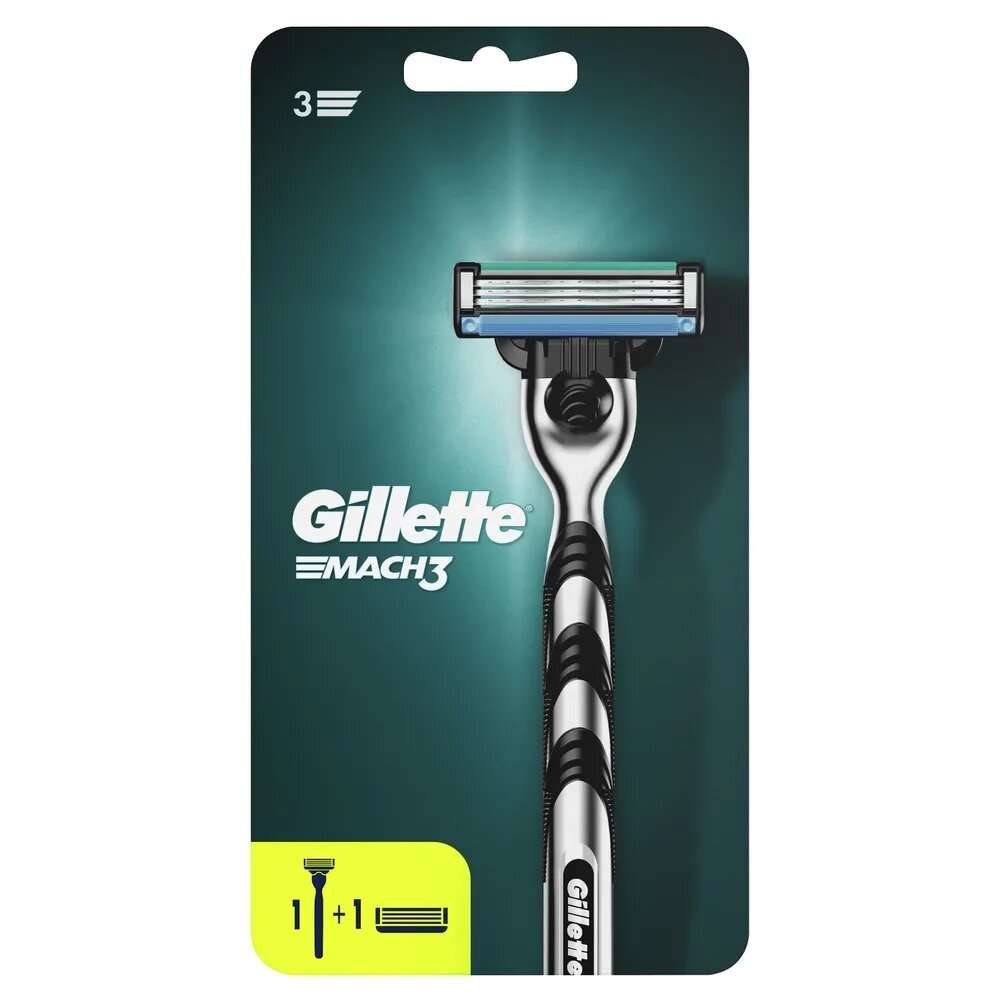 Бритвенный станок Gillette MACH3 с 2 сменными кассетами