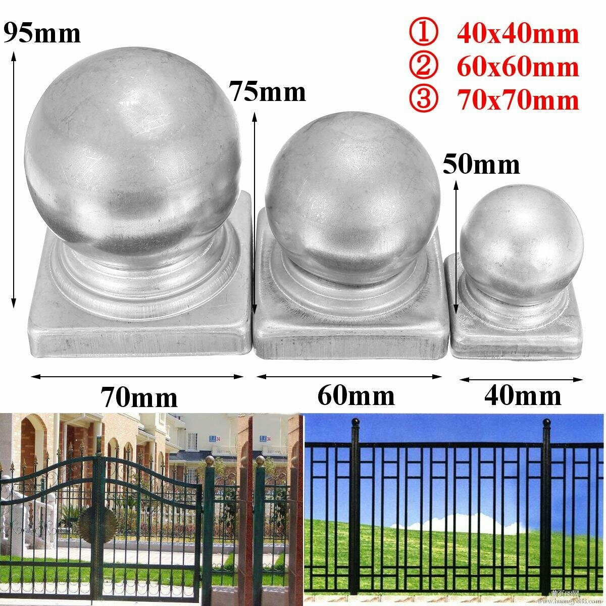 Speeding 60x60 мм/2.4x2.4 серебристый металлический круглый шариковый наконечник для ограждения защитный колпачок для квадратных столбов