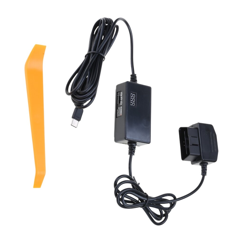 Кабель питания OBD с кнопками переключателя USB/USB-C для видеорегистратора и 24-часового мониторинга 12-24V 5V 3A