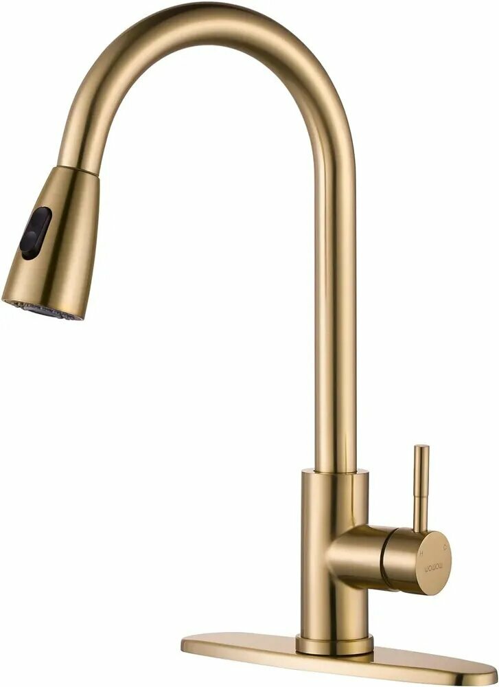 Смеситель для кухонной мойки, нержавеющая сталь SUS 304, кухонный смеситель из матового никеля с одной ручкой и выдвижным распылителем, выдвижной смеситель для кухни