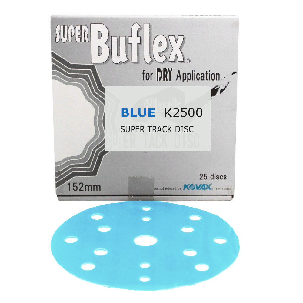 5шт - круг абразивный K2500 150мм 15 отверстий синий по-сухому Super Buflex KOVAX