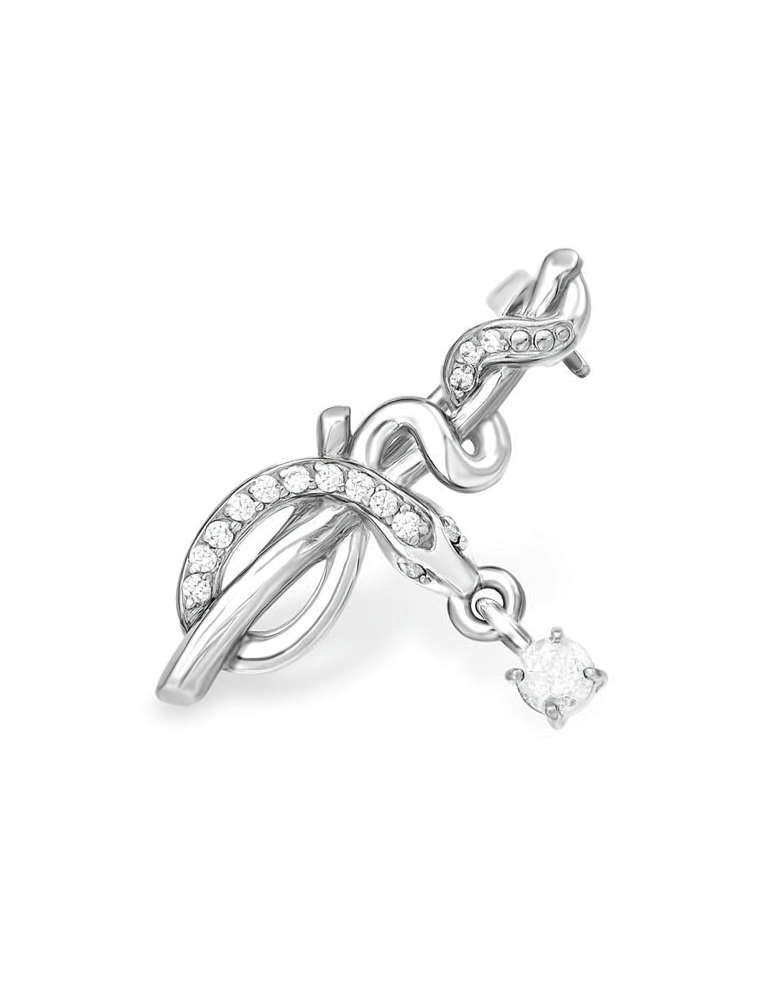 Брошь, серебро, 925 проба, родирование, фианит